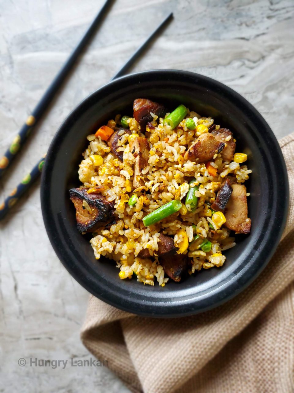 Chinese Pork Fried Rice - Hungry Lankan