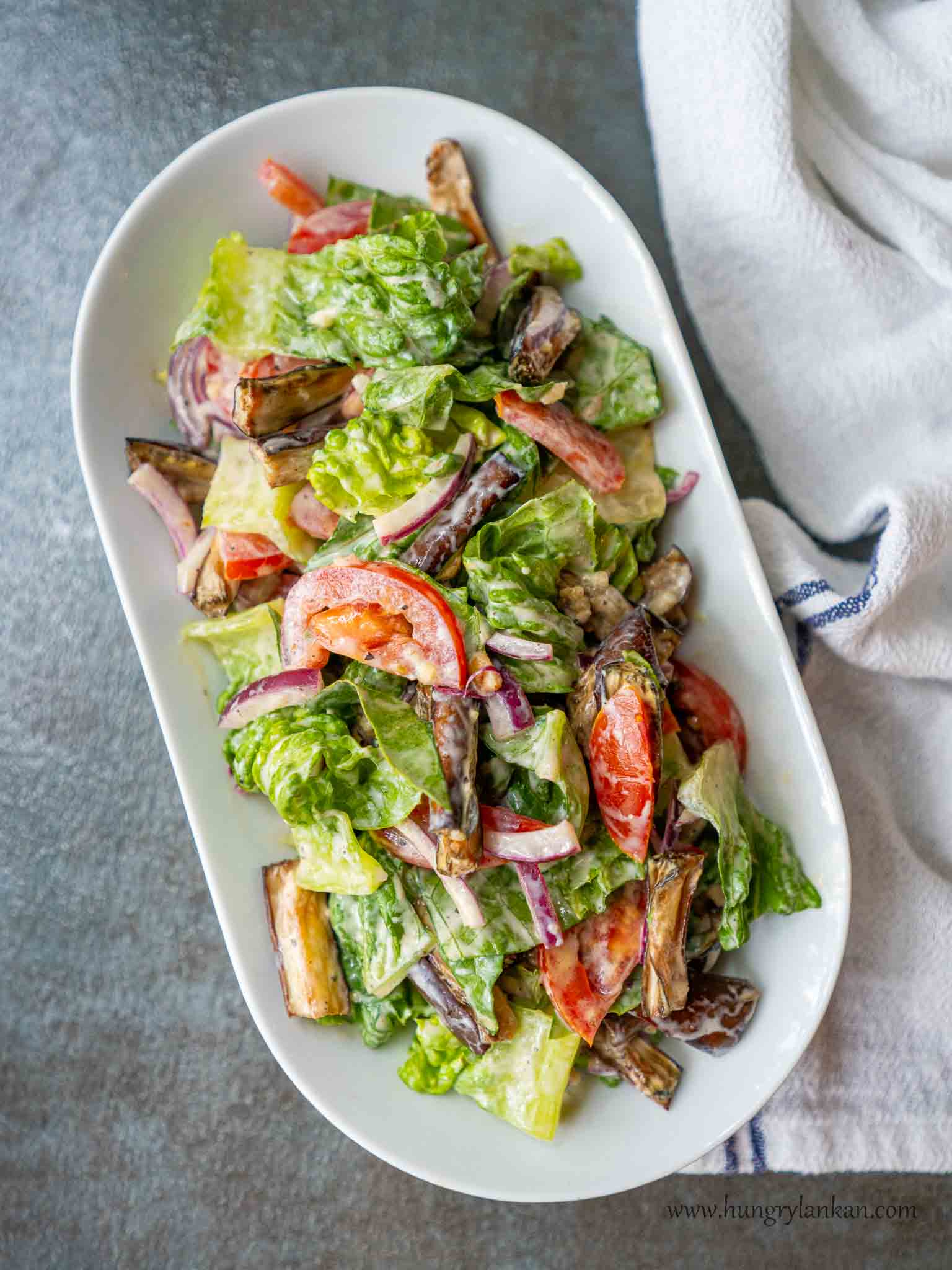 Eggplant and Lettuce Salad - Hungry Lankan
